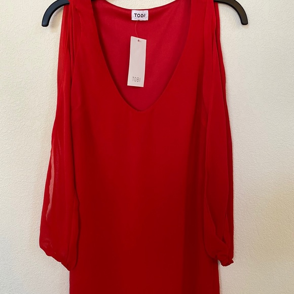 Tobi | Dresses | Nwt Tobi Red Dress With Cutout Sleeves | Poshmark